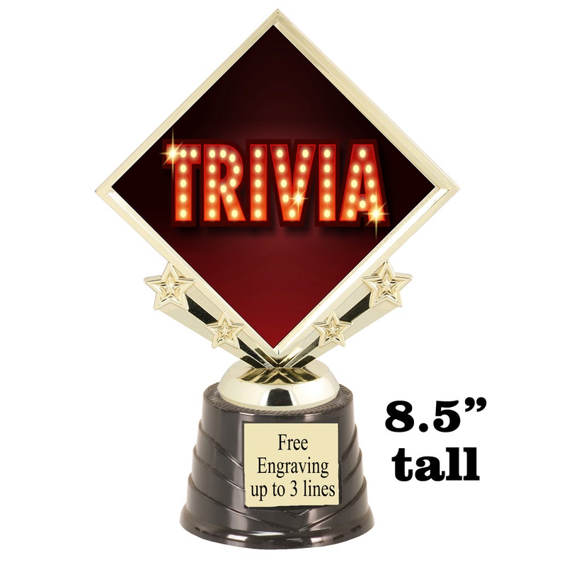 Trivia Trophy 8.5" Tall With Choice of 9 Designs. Great Trophy for Your ...