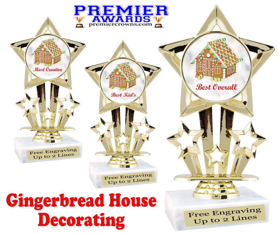 Gingerbread House Decorating. 6" Tall Trophy With Choice of Art Work ...