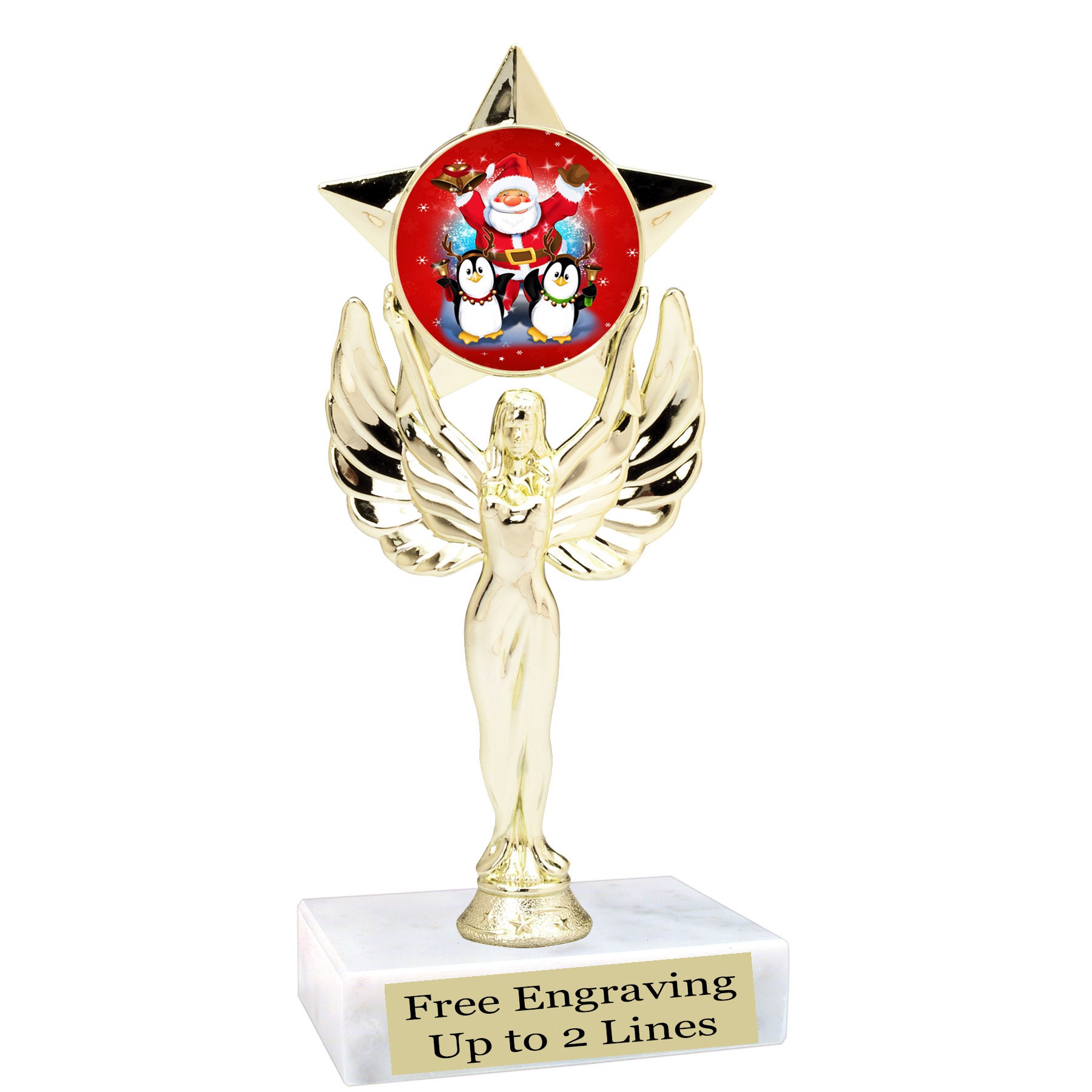Christmas - Winter Theme Trophy With Gold Figure and Choice of ...