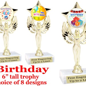 Birthday Theme Trophy With Choice of 8 Designs. Celebrate Their Day ...