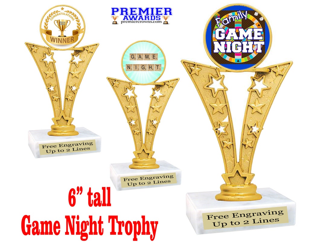 Game Night Trophy. 6" Tall With Choice of 7 Designs. Great Trophy for ...