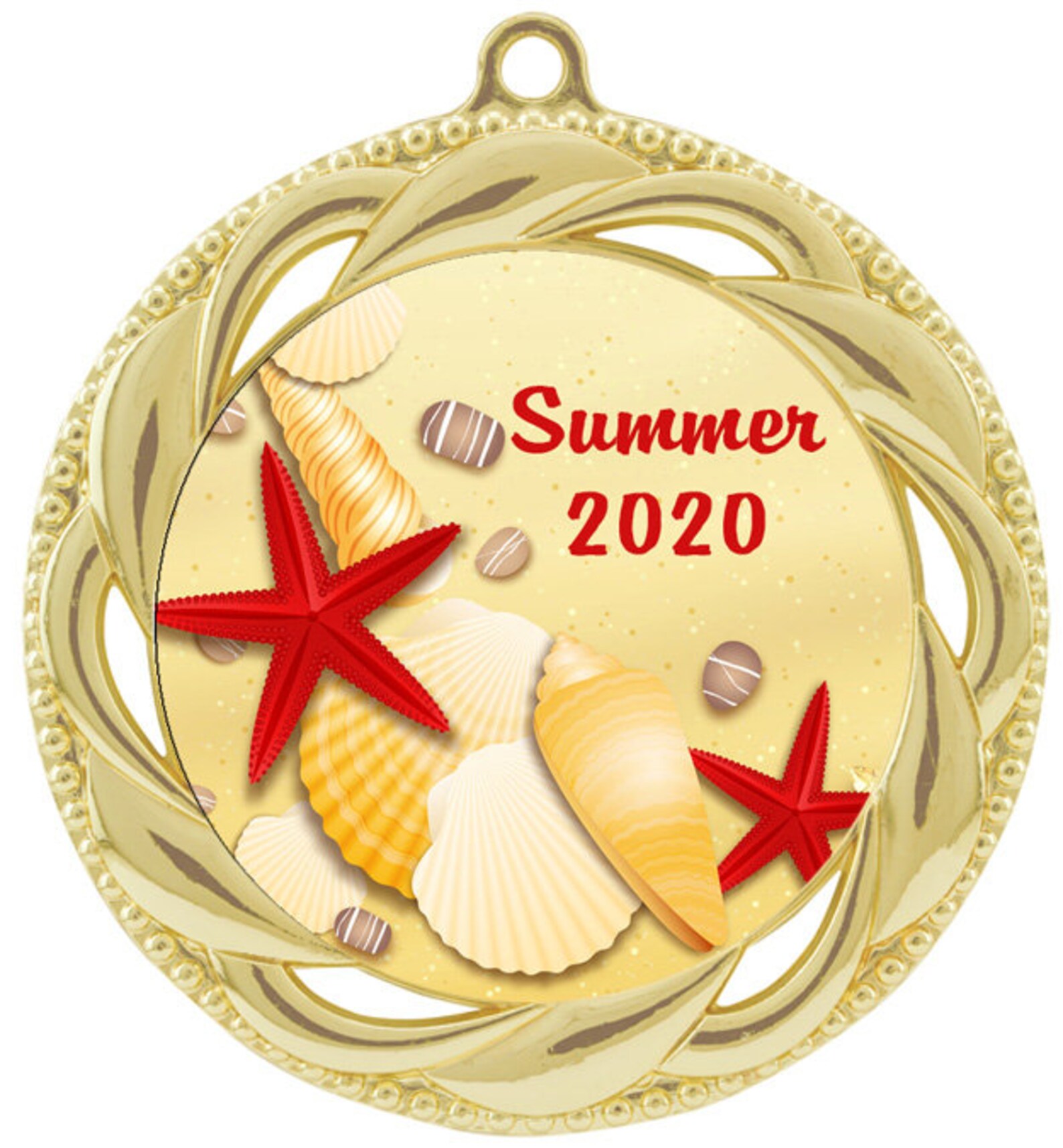 Gold Medal with summer theme Insert. Includes free neck | Etsy