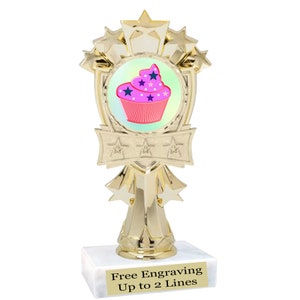 Cupcake Theme Trophy. Choice of 8 Designs and Includes Free Engraved ...