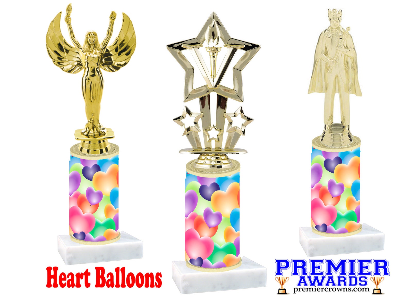Heart Balloons Design With Choice of Figure. Numerous Trophy Heights ...