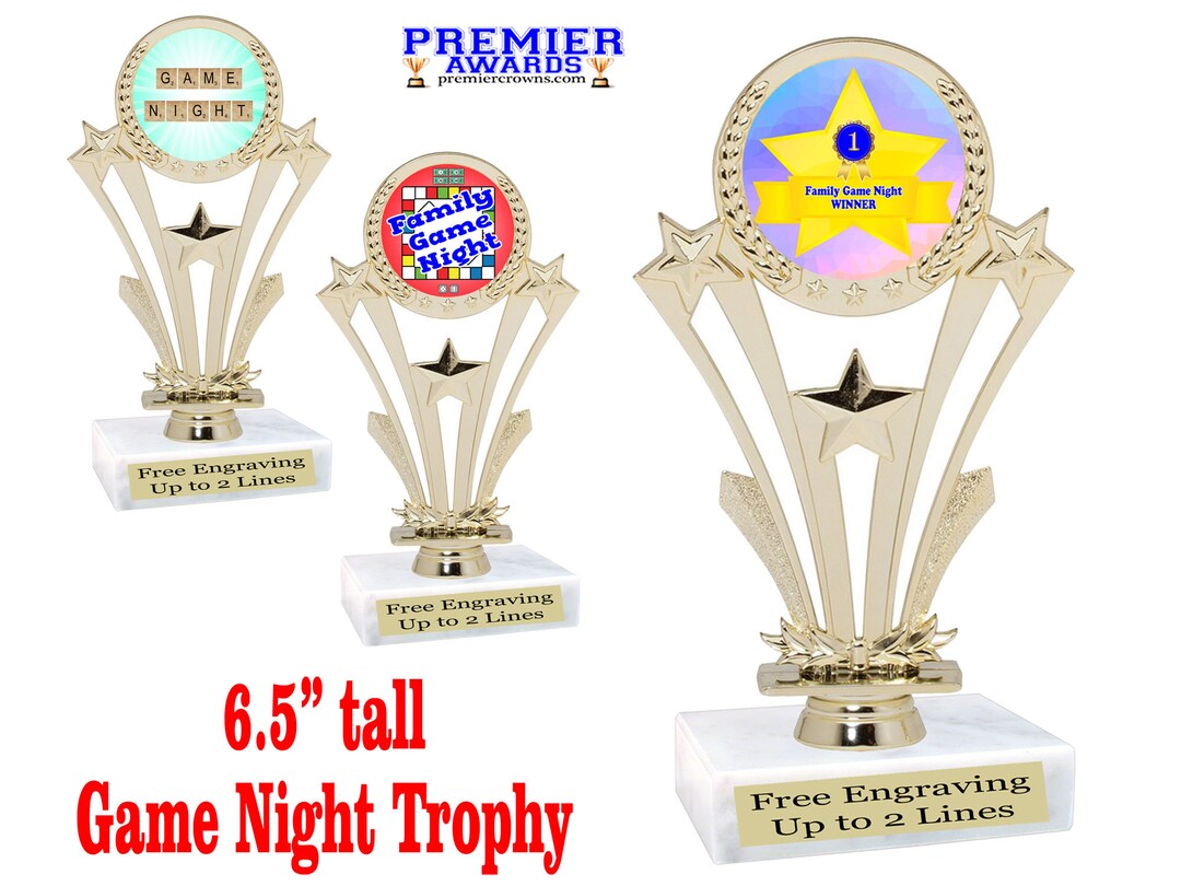 Game Night Trophy. 6" Tall With Choice of 7 Designs. Great Trophy for ...