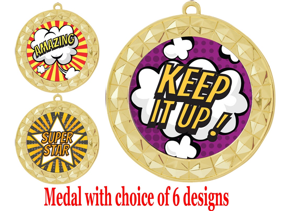 Gold Medal With "super" Theme Insert. Great for Students! Includes Free ...