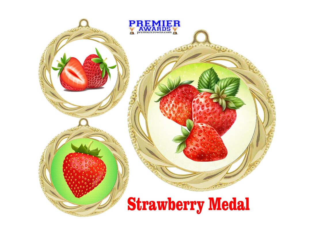 Gold Medal With Choice of Strawberry Theme Insert. Great for Your ...