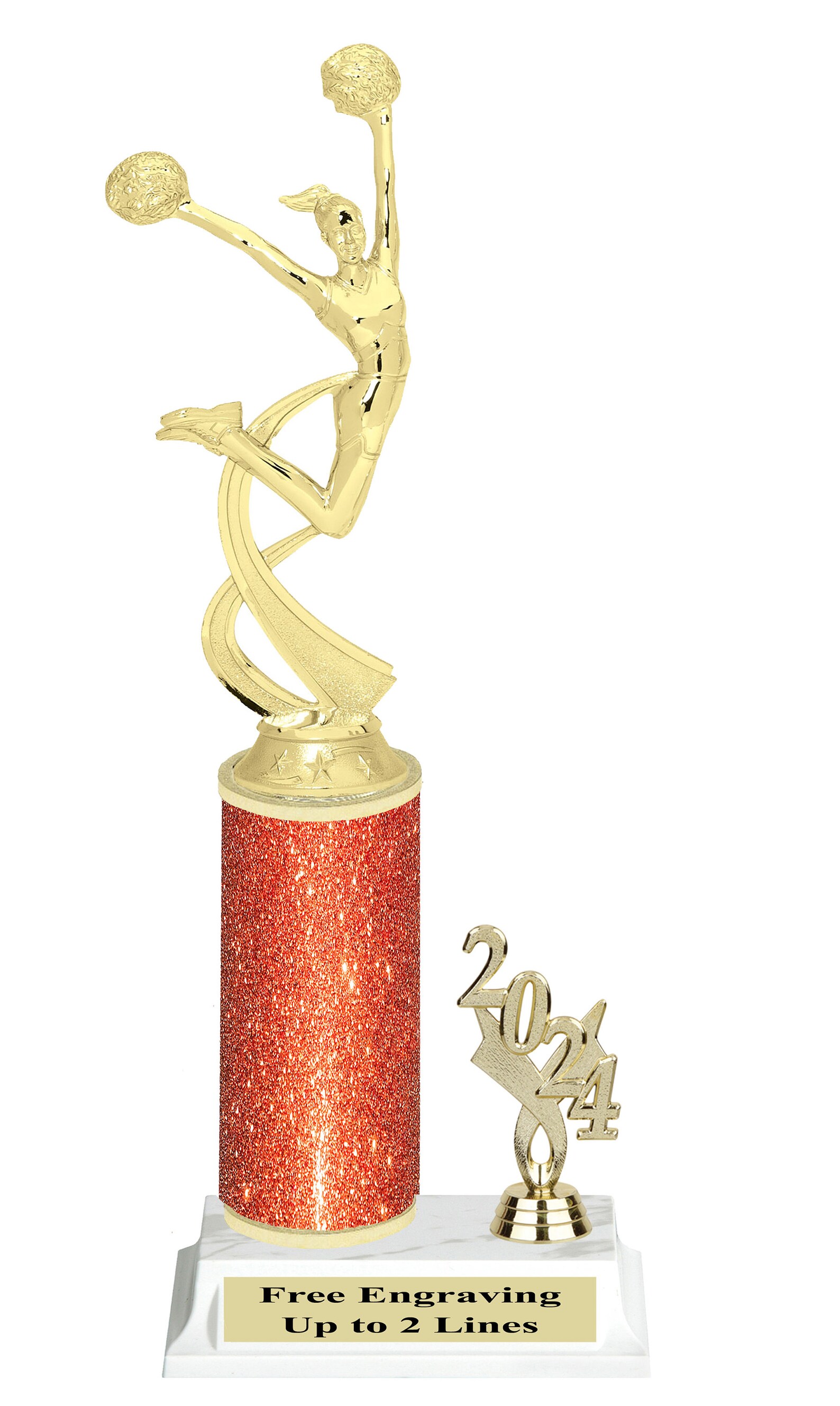 Cheer Trophy With Choice of Glitter Column Color. Trophy Heights Start ...