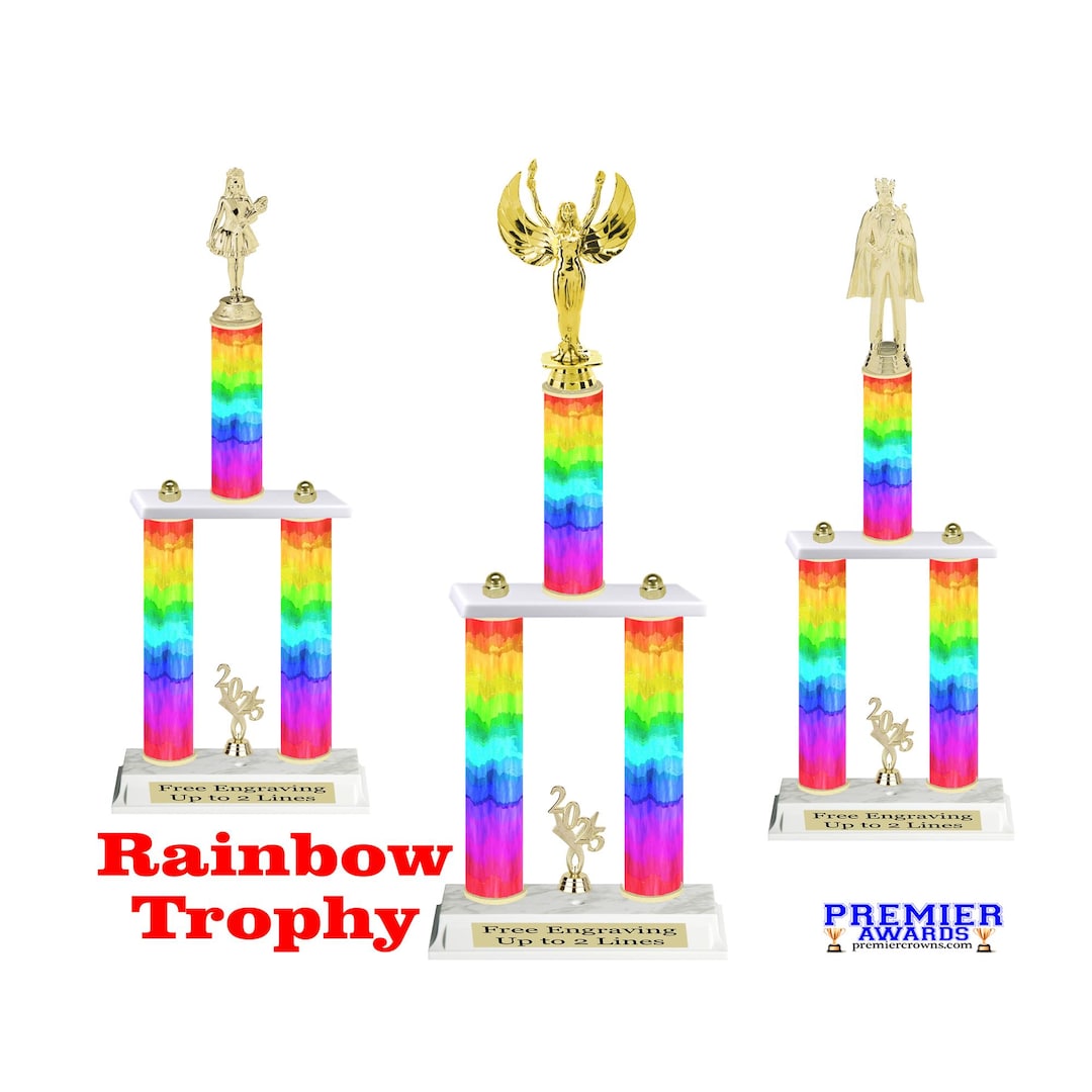2 Column Rainbow Trophy With Choice of Figure and Trophy Height. Great ...