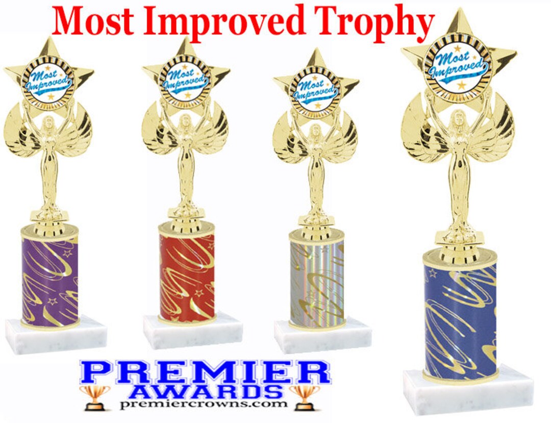 Star Trophy With Most Improved Mylar Insert and Choice of Column Color ...