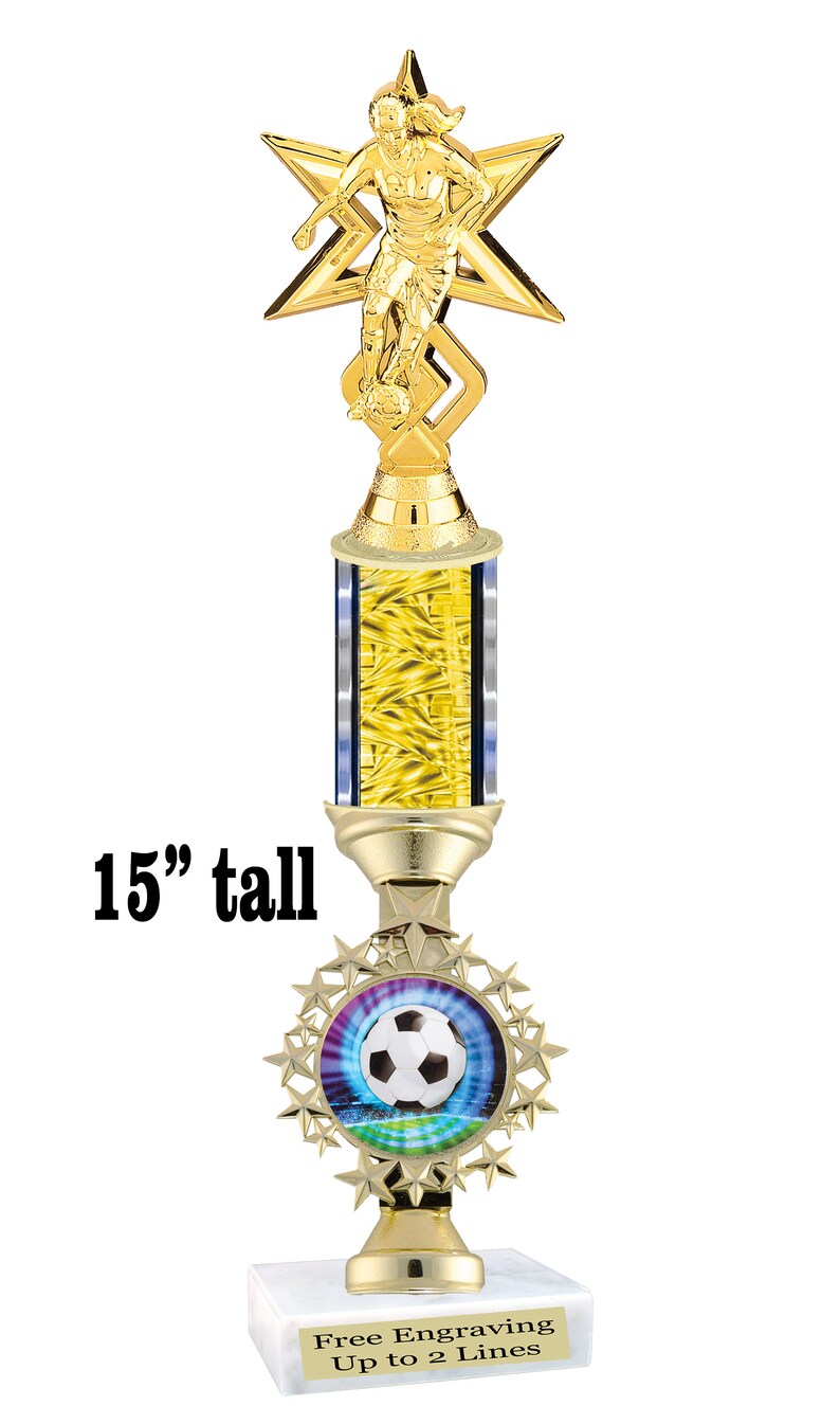 Female Soccer Trophy With Choice of Column Color. 15" Trophy for Your ...