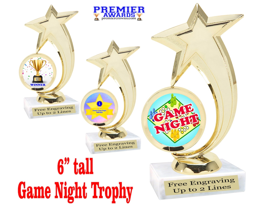 Game Night Trophy. 6" Tall With Choice of 7 Designs. Great Trophy for ...
