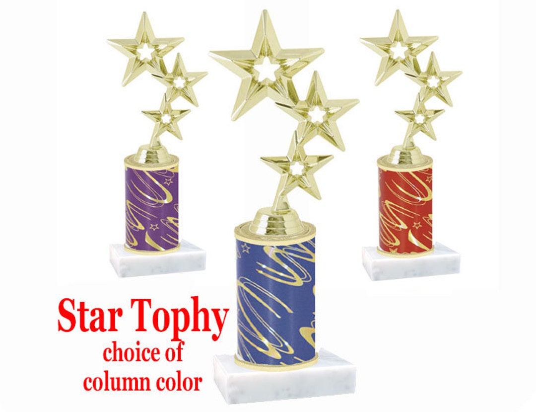 Gold Star Trophy With Choice of Column Color. Numerous Trophy Heights ...
