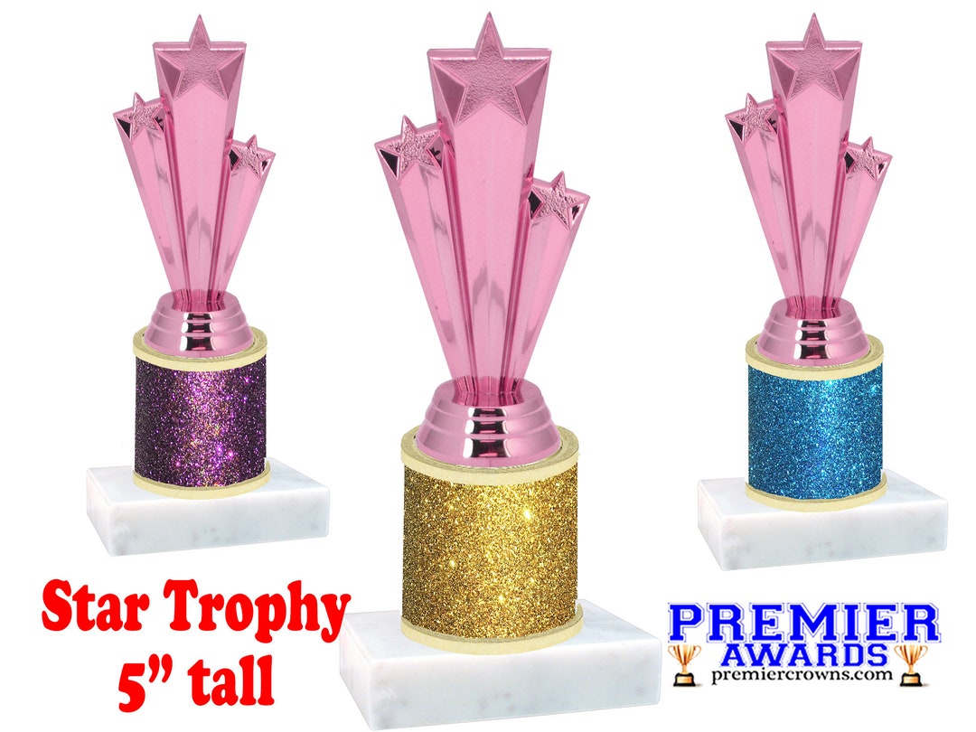 Star Trophy. 5" Tall on Choice of Glitter Column. Great Trophy for ...