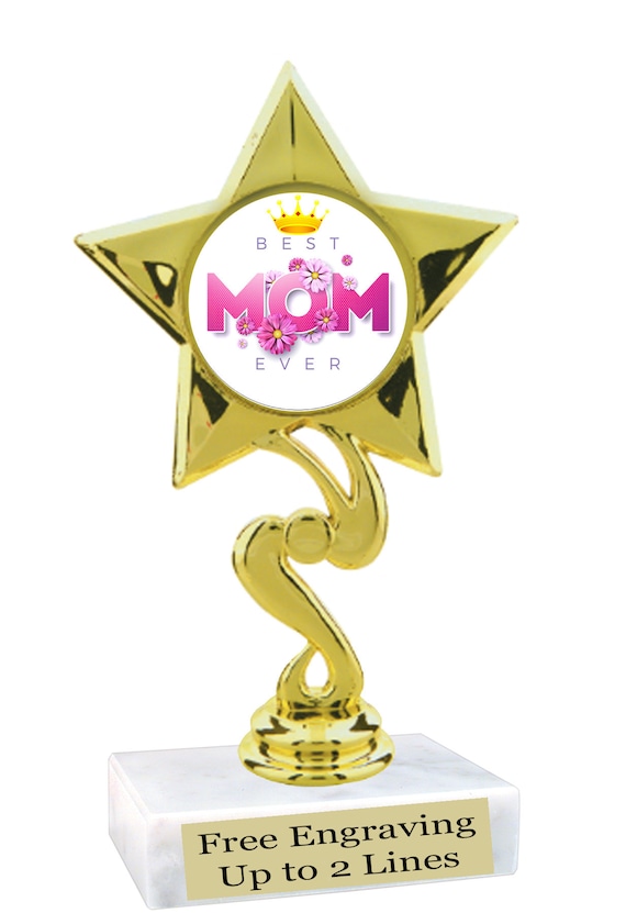 Best Mom theme trophy 8 tall trophy with choice of art work Glitter ...