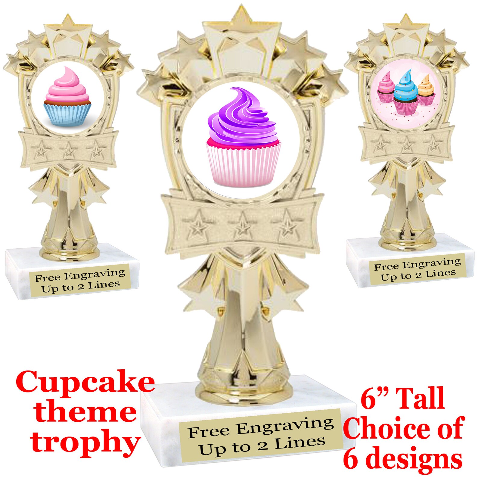 Cupcake Theme Trophy. Choice of 8 Designs and Includes Free Engraved ...
