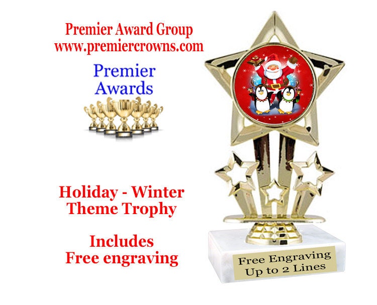Christmas Winter theme trophy with Gold figure and | Etsy