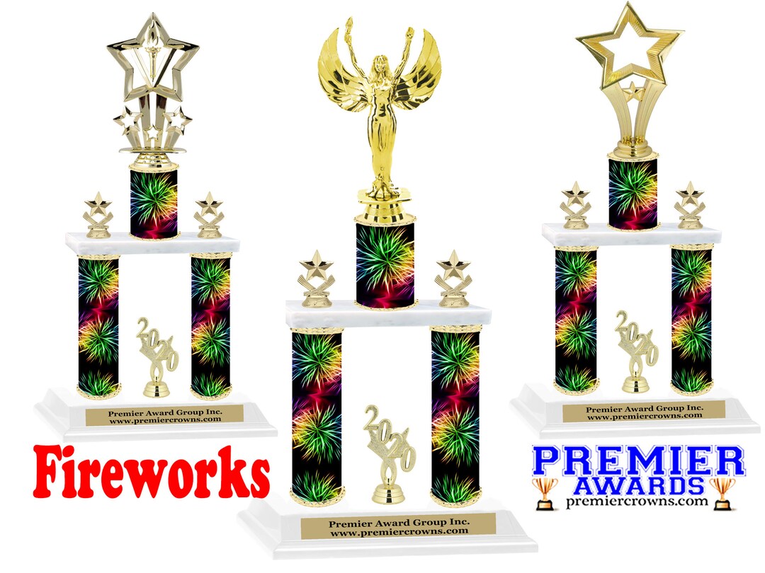 Fireworks 2-column Trophy With Choice of Figure. Available in 3 Trophy ...