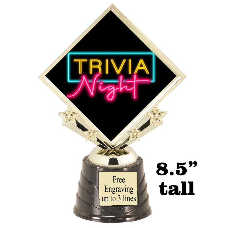 Trivia Trophy 8.5" Tall With Choice of 9 Designs. Great Trophy for Your ...