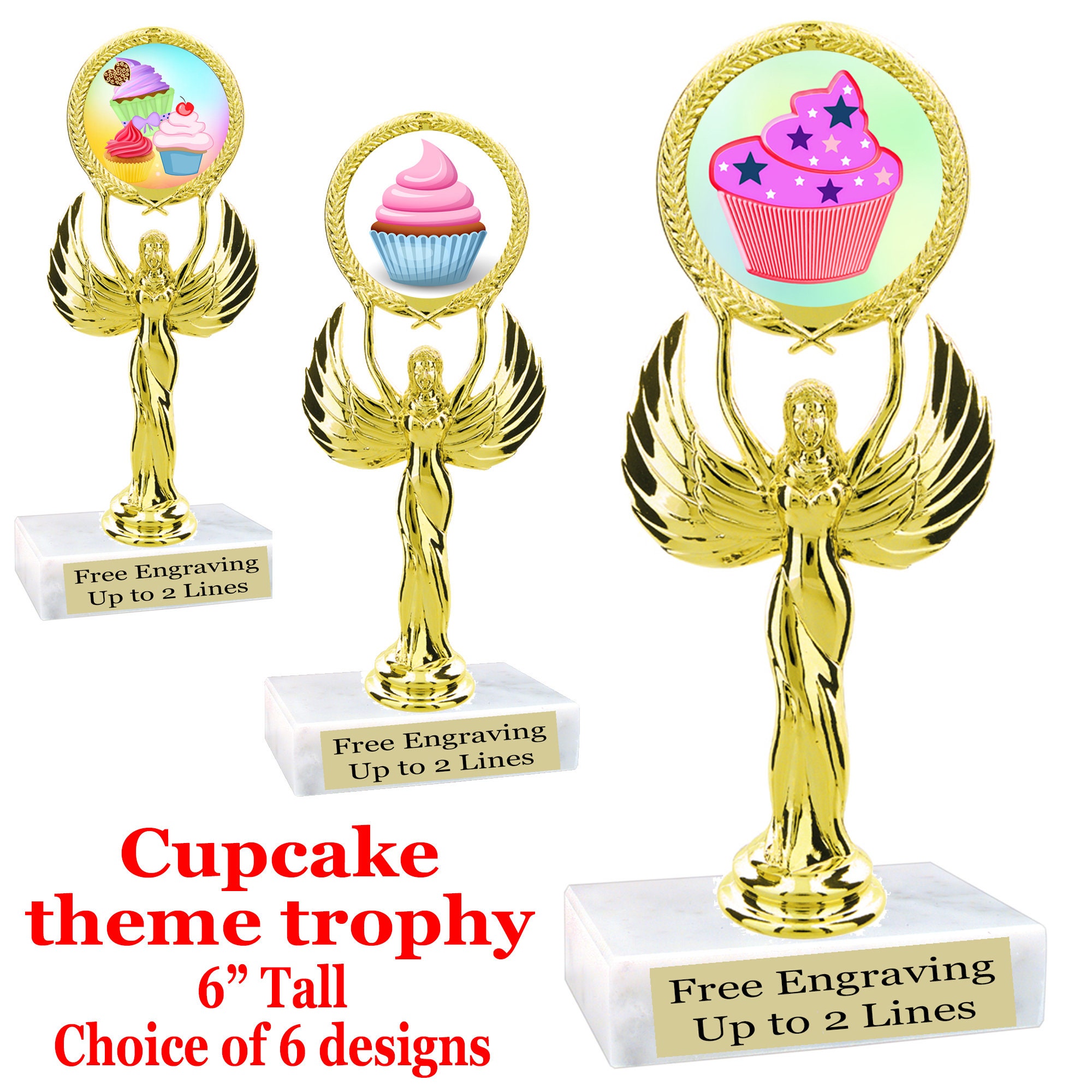Cupcake theme trophy. Choice of 8 designs and includes free | Etsy