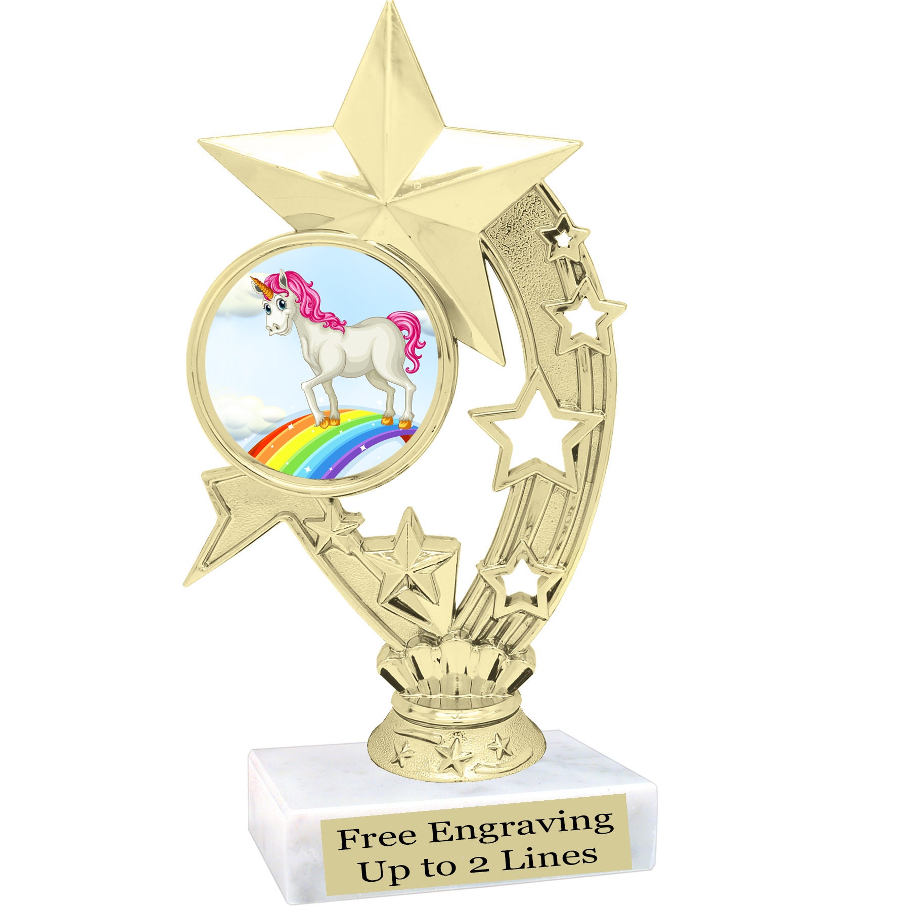 Unicorn Theme Trophy. 6" Tall Trophy With Choice of Unicorn Art Work ...