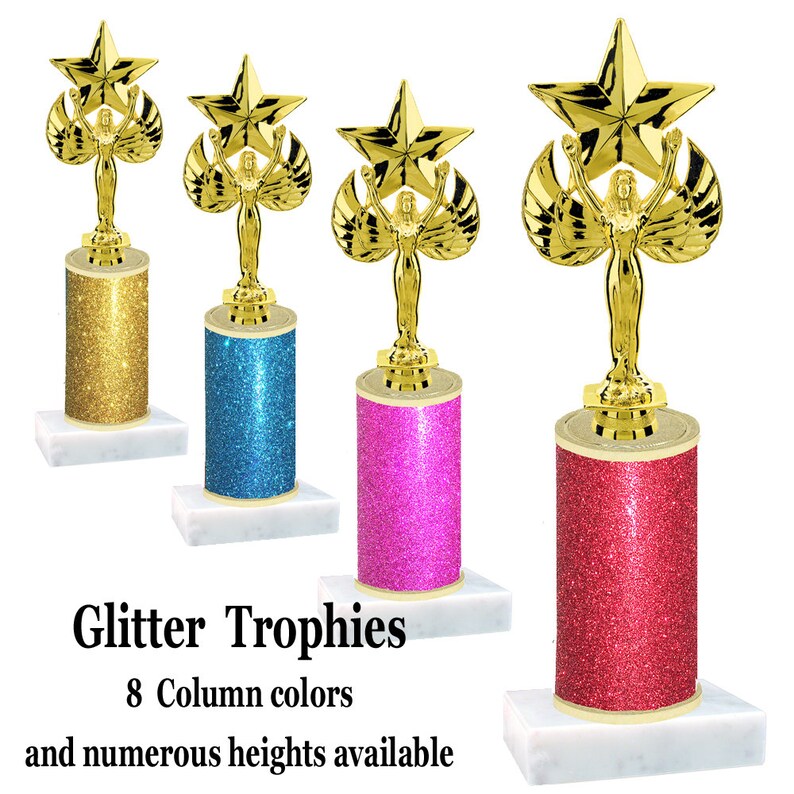 Glitter Column Trophy With Figure. 8 Glitter Colors and Numerous Trophy ...