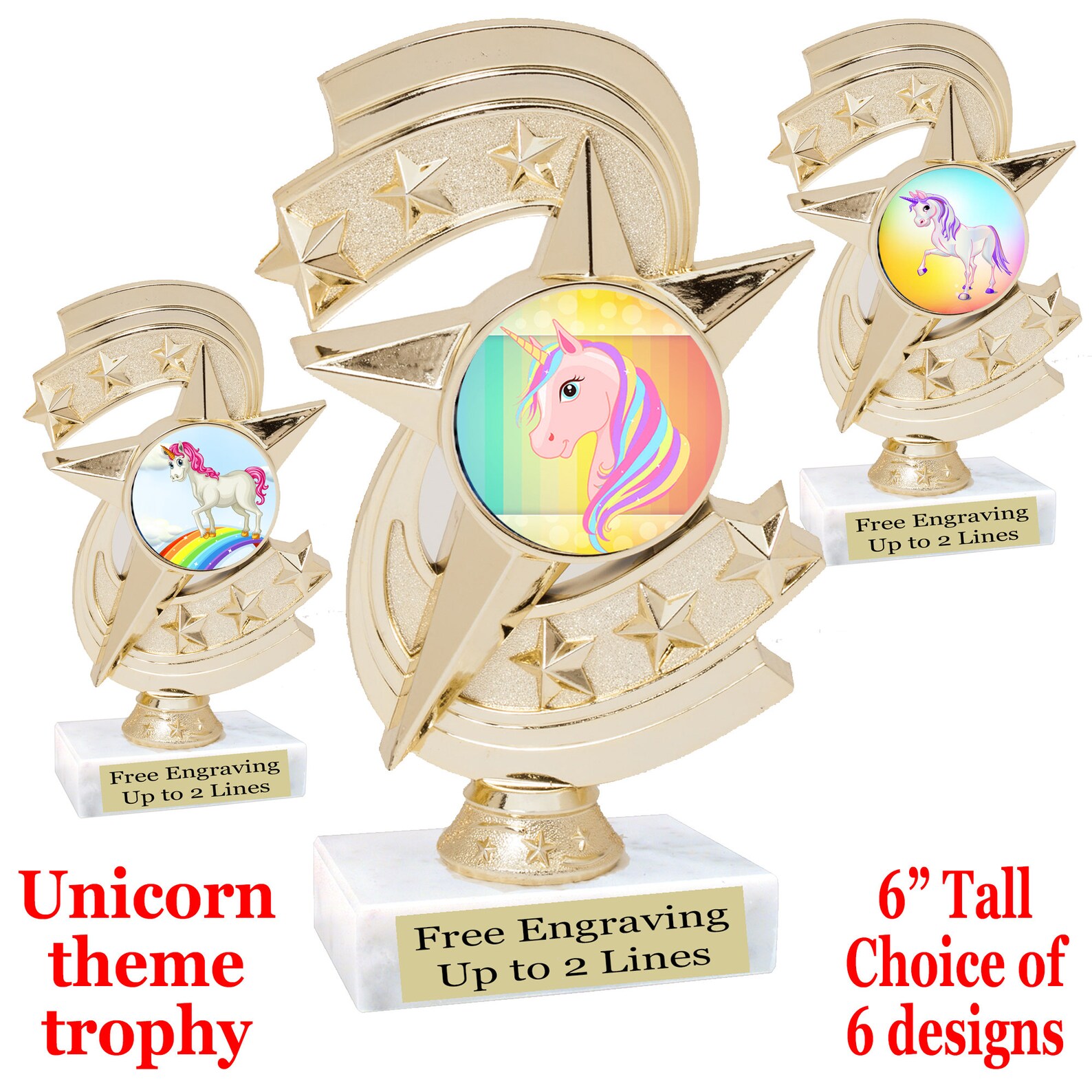 Unicorn Theme Trophy. 6 Tall Trophy With Choice of - Etsy