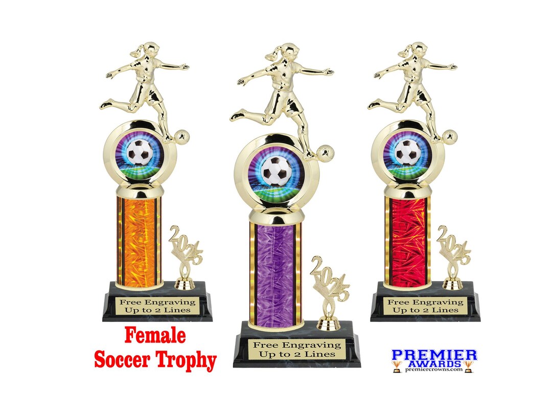 Female Soccer Trophy With Choice of Column Color. Trophy Heights Start ...