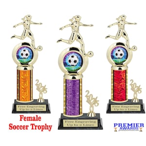 Female Soccer Trophy With Choice of Column Color. Trophy Heights Start ...
