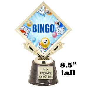 BINGO! Trophy 8.5" Tall With Choice of 9 Designs. Great Trophy for Your ...