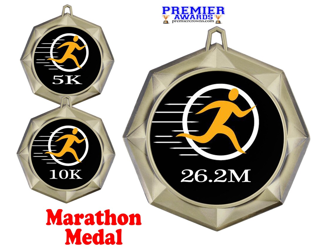 Gold Medal With Marathon Theme Insert. Includes Free Neck Ribbon and ...
