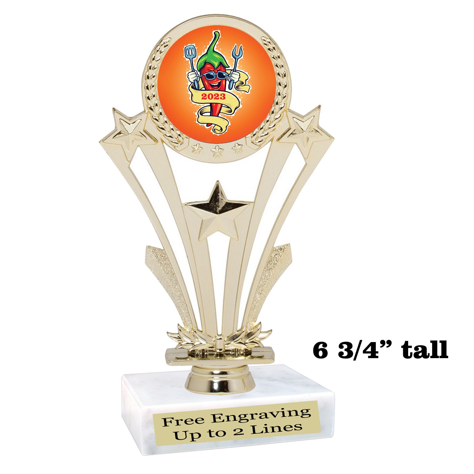 Chili - Salsa - BBQ Trophy. 6.5" Tall With Choice of Art Work. Great ...