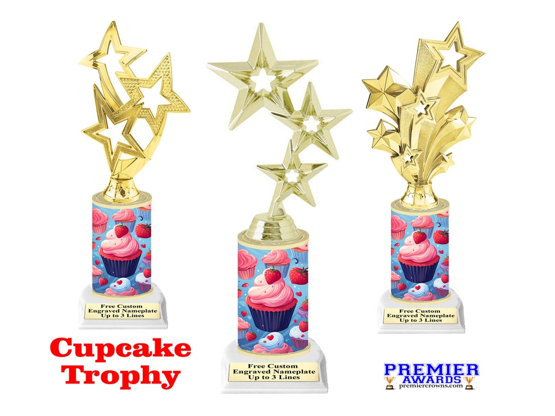 Cupcake Themed Trophy With Choice of Star Figure. 11" Tall. Great ...
