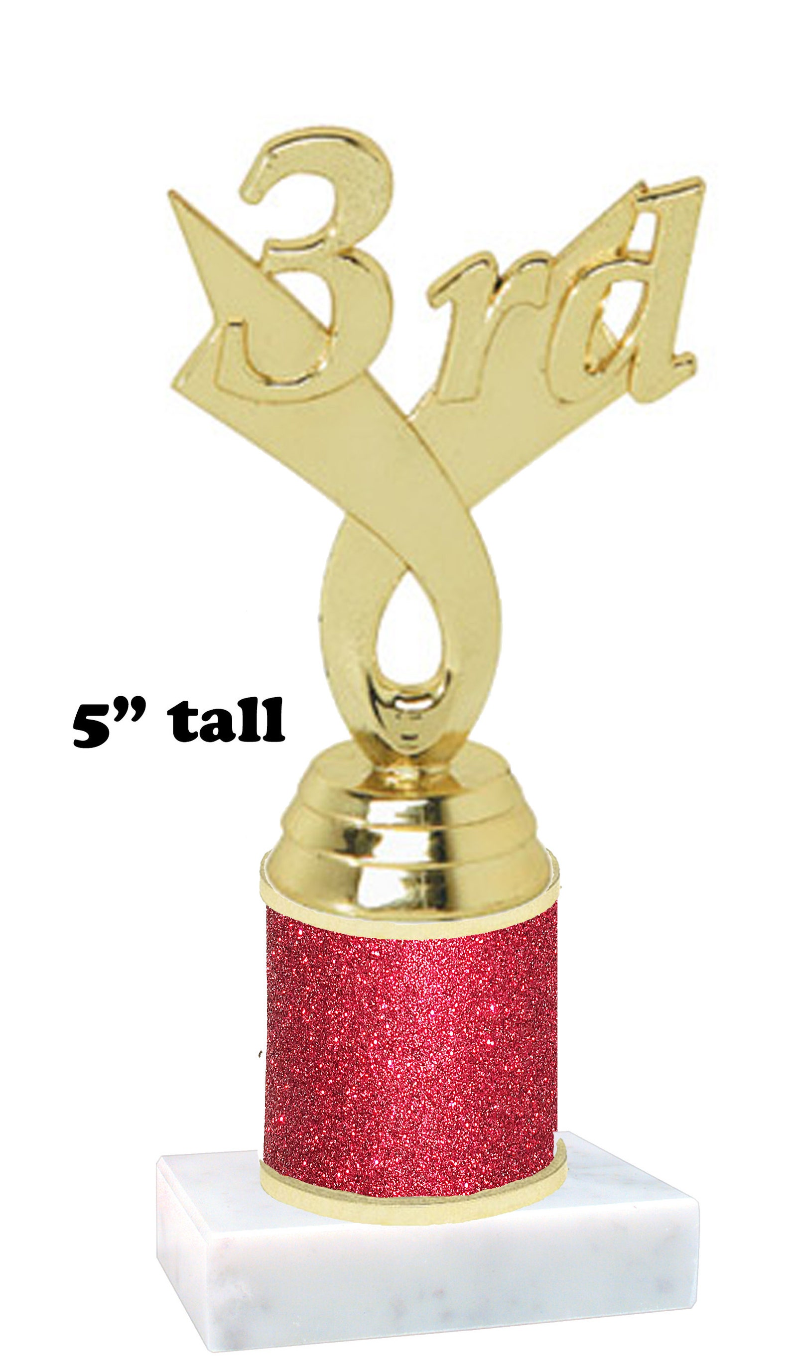 3rd Place Trophy. 5" Tall on Choice of Glitter Column. Great Trophy for ...
