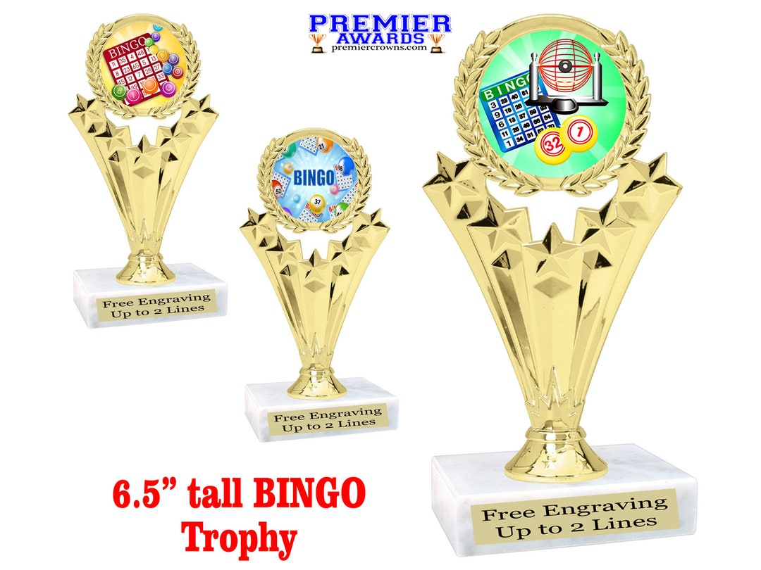 BINGO! Trophy 6.5" Tall With Choice of 9 Designs. Great Trophy for Your ...