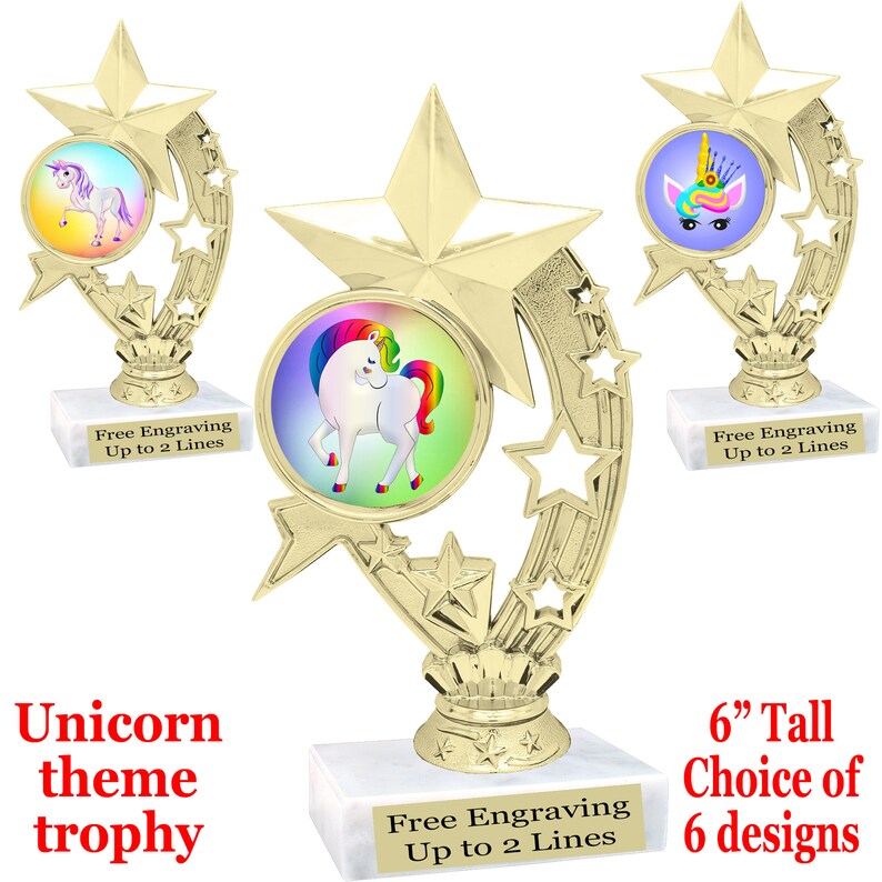 Unicorn Theme Trophy. 6 Tall Trophy With Choice of - Etsy
