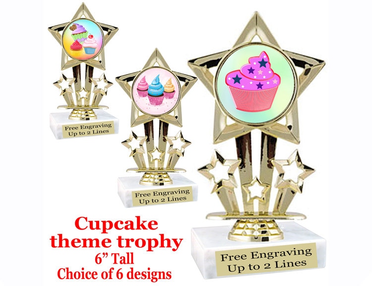 Cupcake theme trophy. Choice of 8 designs and includes free | Etsy