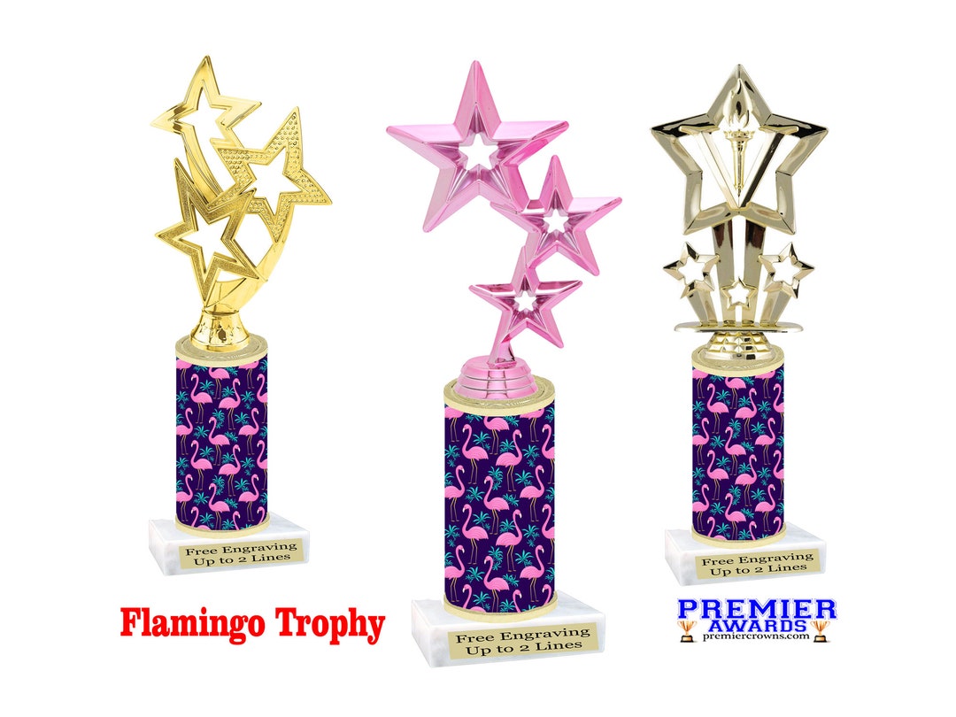 Flamingo Theme Trophy With Choice of Figure. Numerous Trophy Heights ...