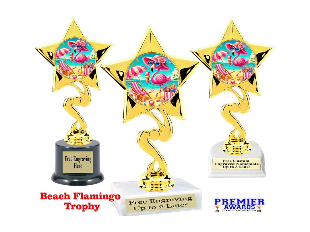 Cute Beach Flamingo Trophy for Any Themed Event, Contest, Competition ...