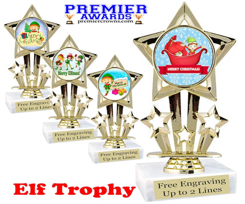 Christmas - Winter Theme Trophy With Gold Figure and Choice of ...