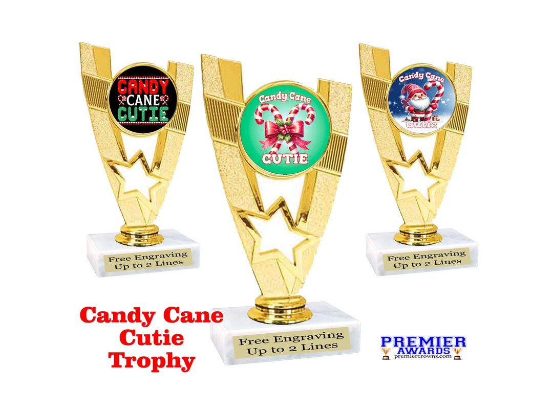 Candy Cane Cutie Theme Trophy With Gold Figure and Choice of Candy Cane ...