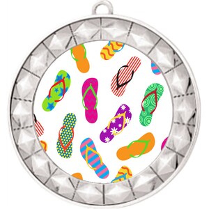 Silver Medal With Choice of Summer Theme Insert. Includes Free Neck ...