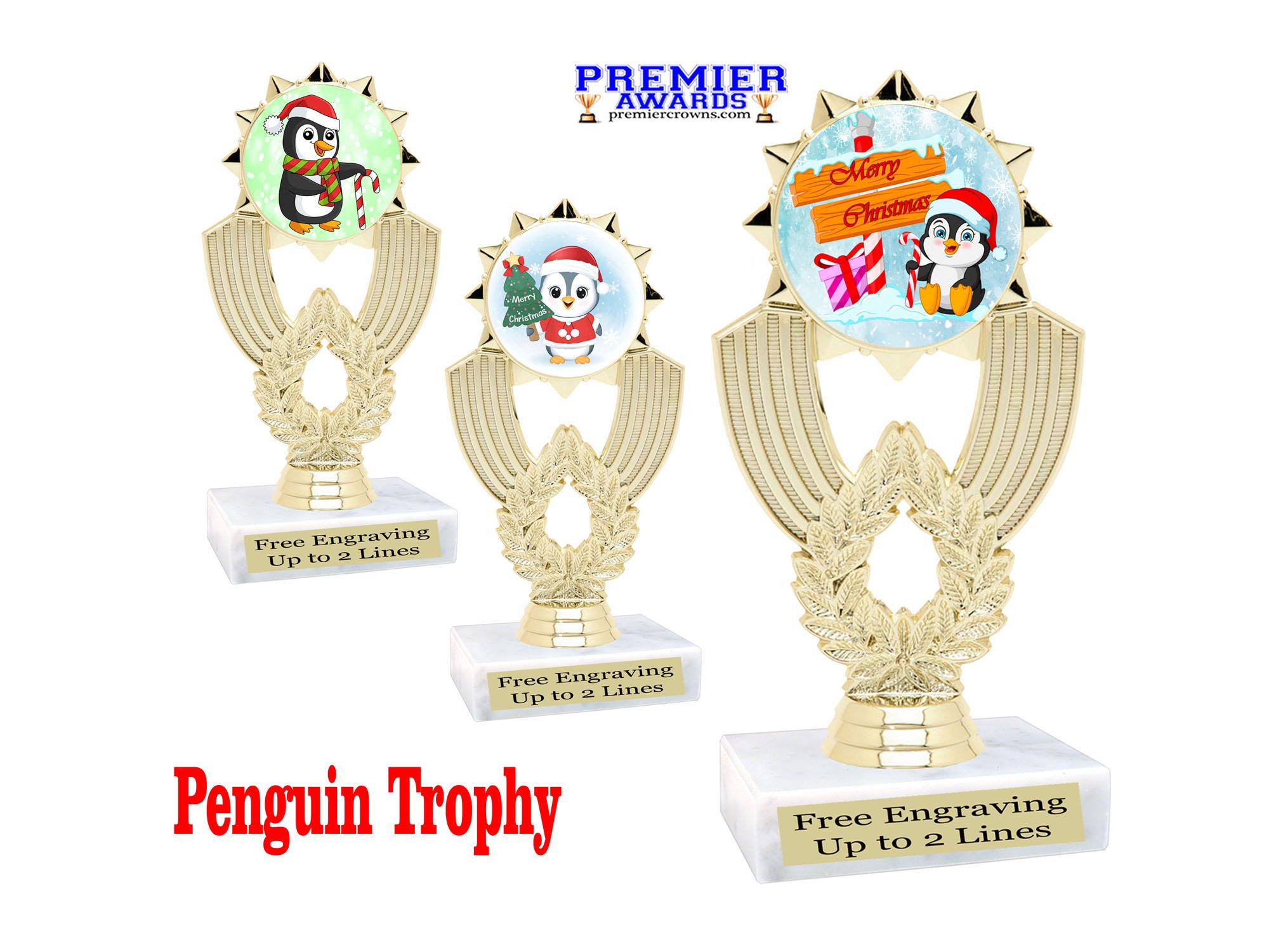 Penguin Theme Trophy With Gold Figure and Choice of Artwork. 6 Tall ...