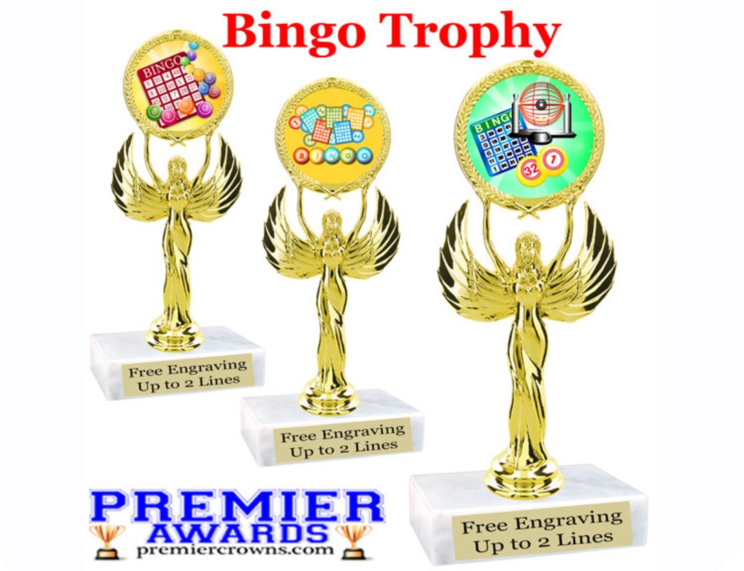 BINGO! Trophy 6" Tall With Choice of 5 Designs. Great Trophy for Your ...