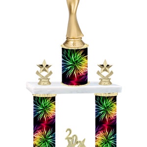 Fireworks 2-column Trophy With Choice of Figure. Available in 3 Trophy ...