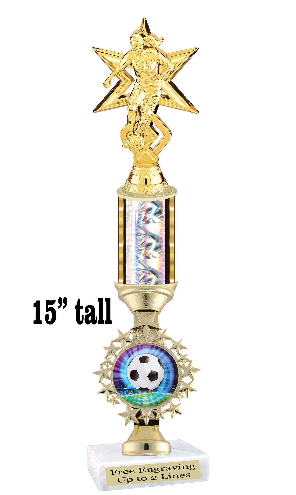 Female Soccer Trophy With Choice of Column Color. 15" Trophy for Your ...