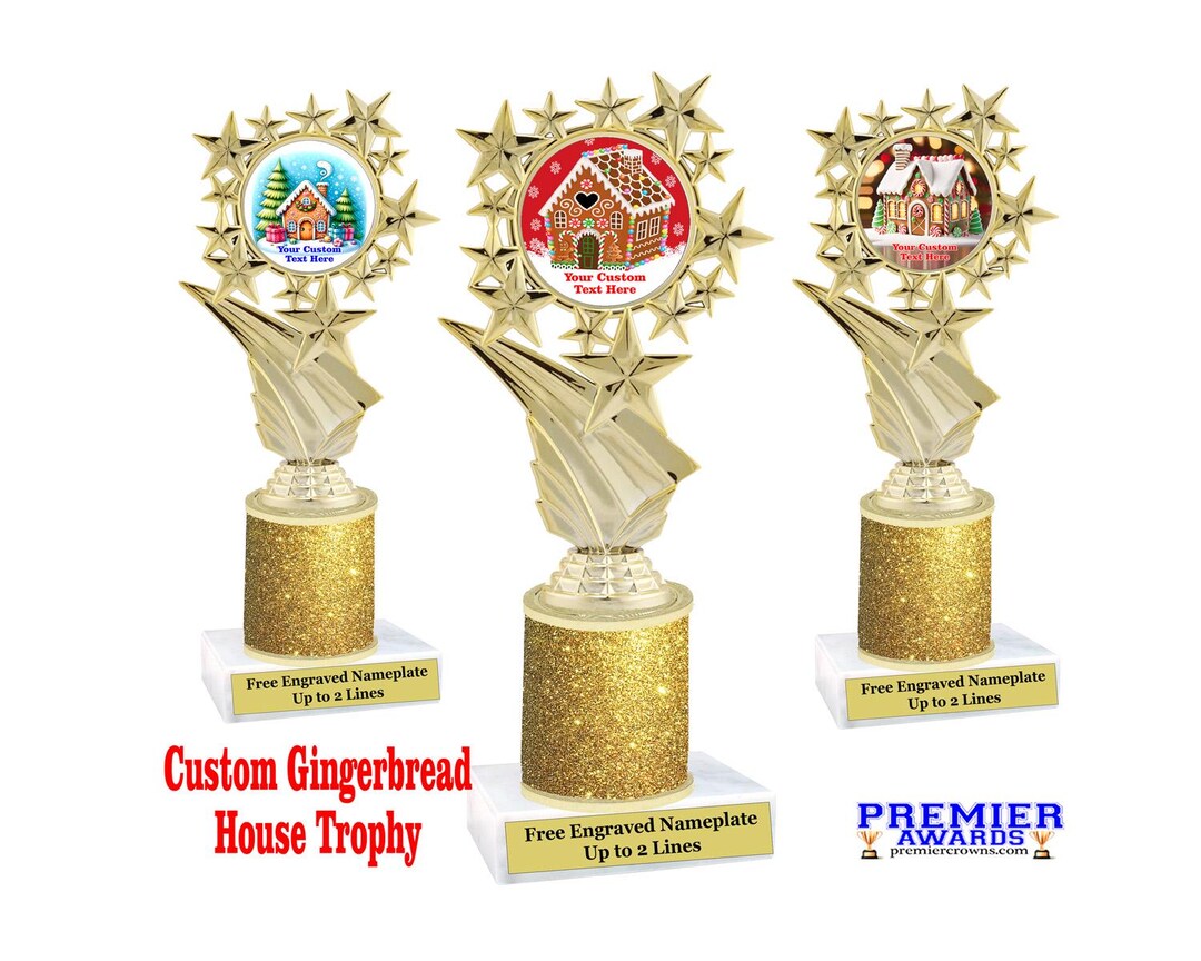 Custom Gingerbread House Glitter Trophy. Great Trophy for Your Holiday ...