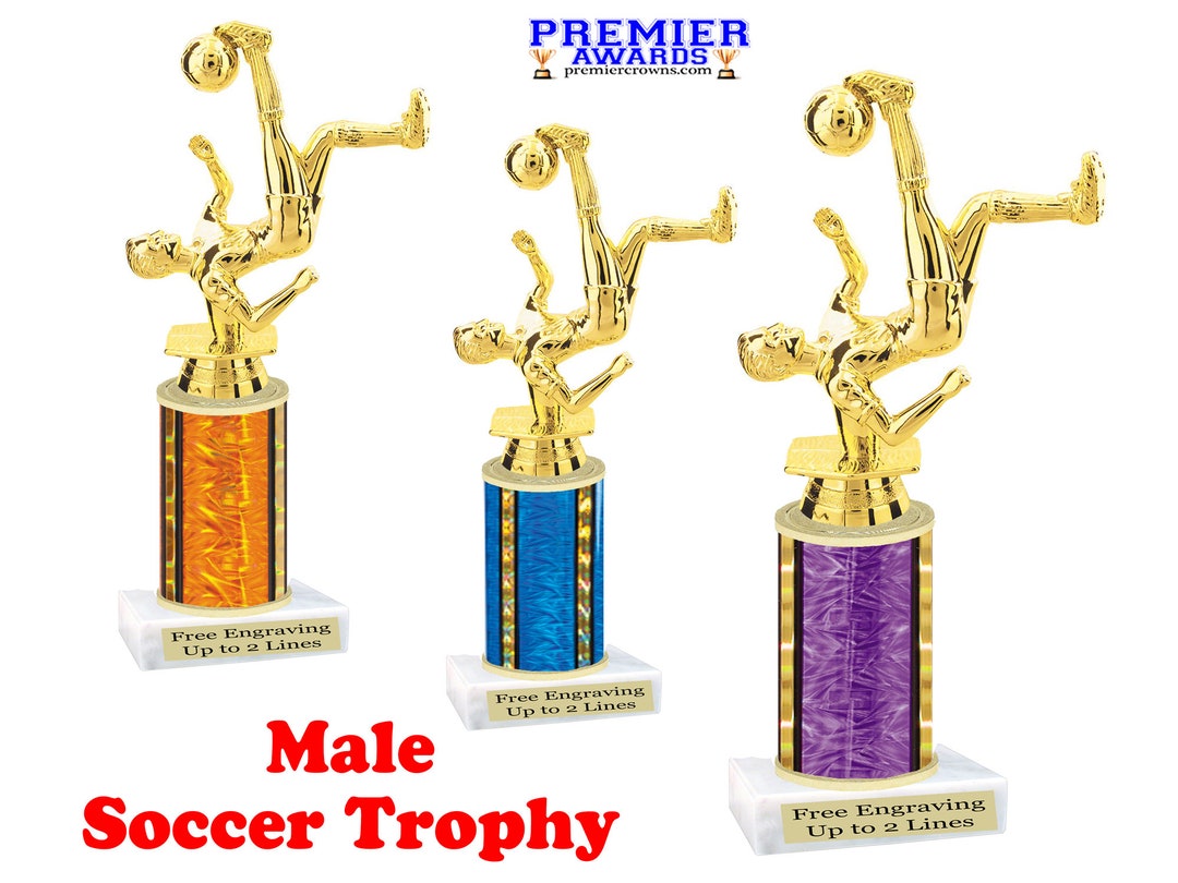 Male Soccer Trophy With Choice of Column Color. Numerous Trophy Heights ...