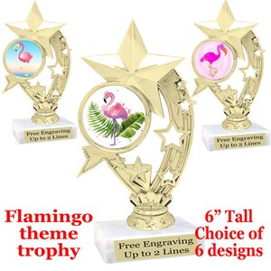 Flamingo Theme Trophy. 6" Tall Trophy With Choice of Flamingo Art Work ...