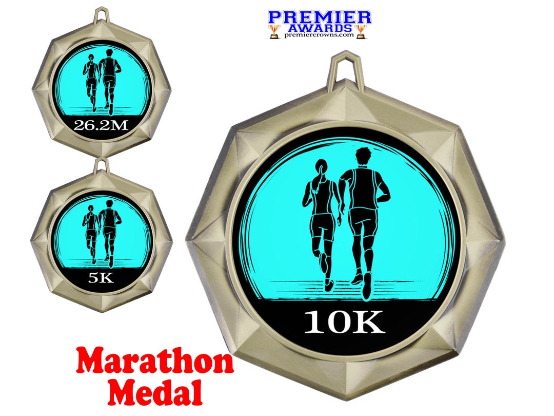 Gold Medal With Marathon Theme Insert. Includes Free Neck Ribbon and ...